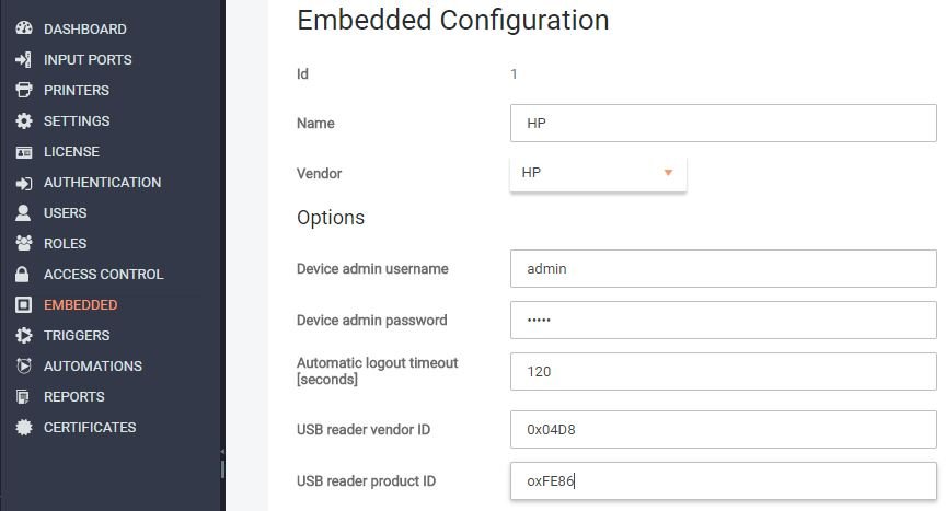 Put in VID and PID on HP Embedded